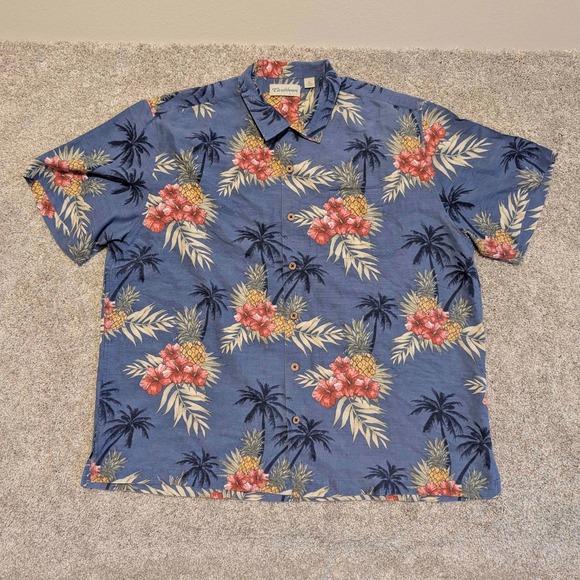 Caribbean | Shirts | Caribbean Mens Xl Hawaiian Shirt Blue Floral ...